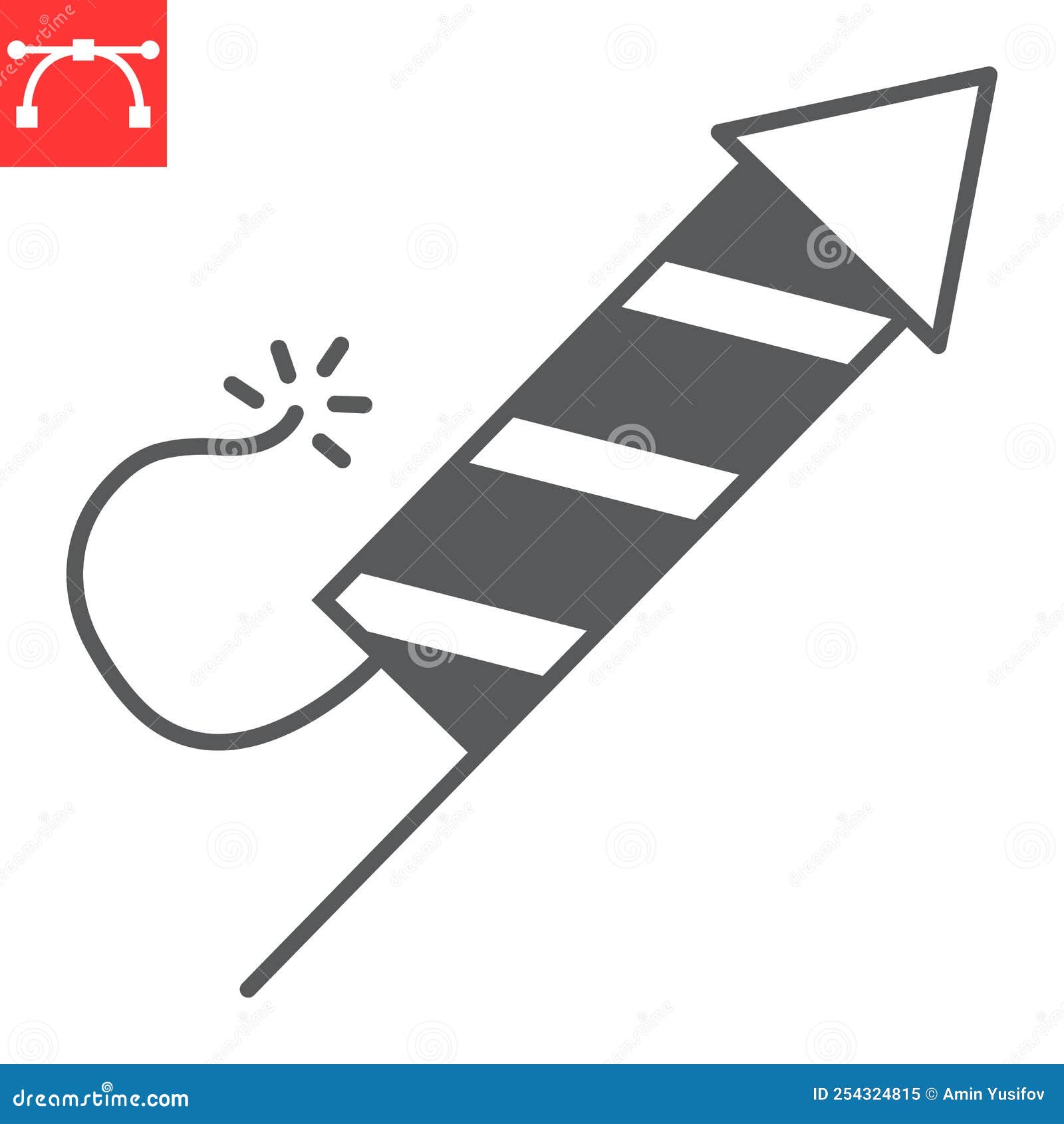 Fireworks Rocket Glyph Icon Stock Vector - Illustration of year ...