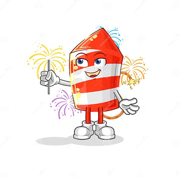 Fireworks Rocket with Fireworks Mascot. Cartoon Vector Stock Vector ...
