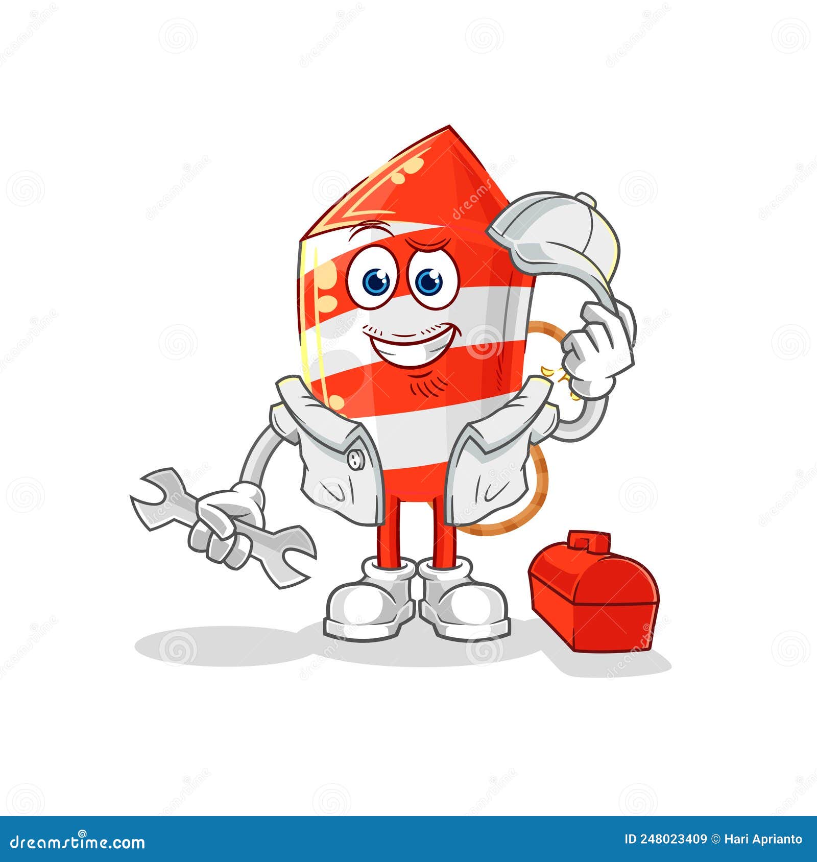Fireworks Rocket Mechanic Cartoon. Cartoon Mascot Vector Stock Vector ...