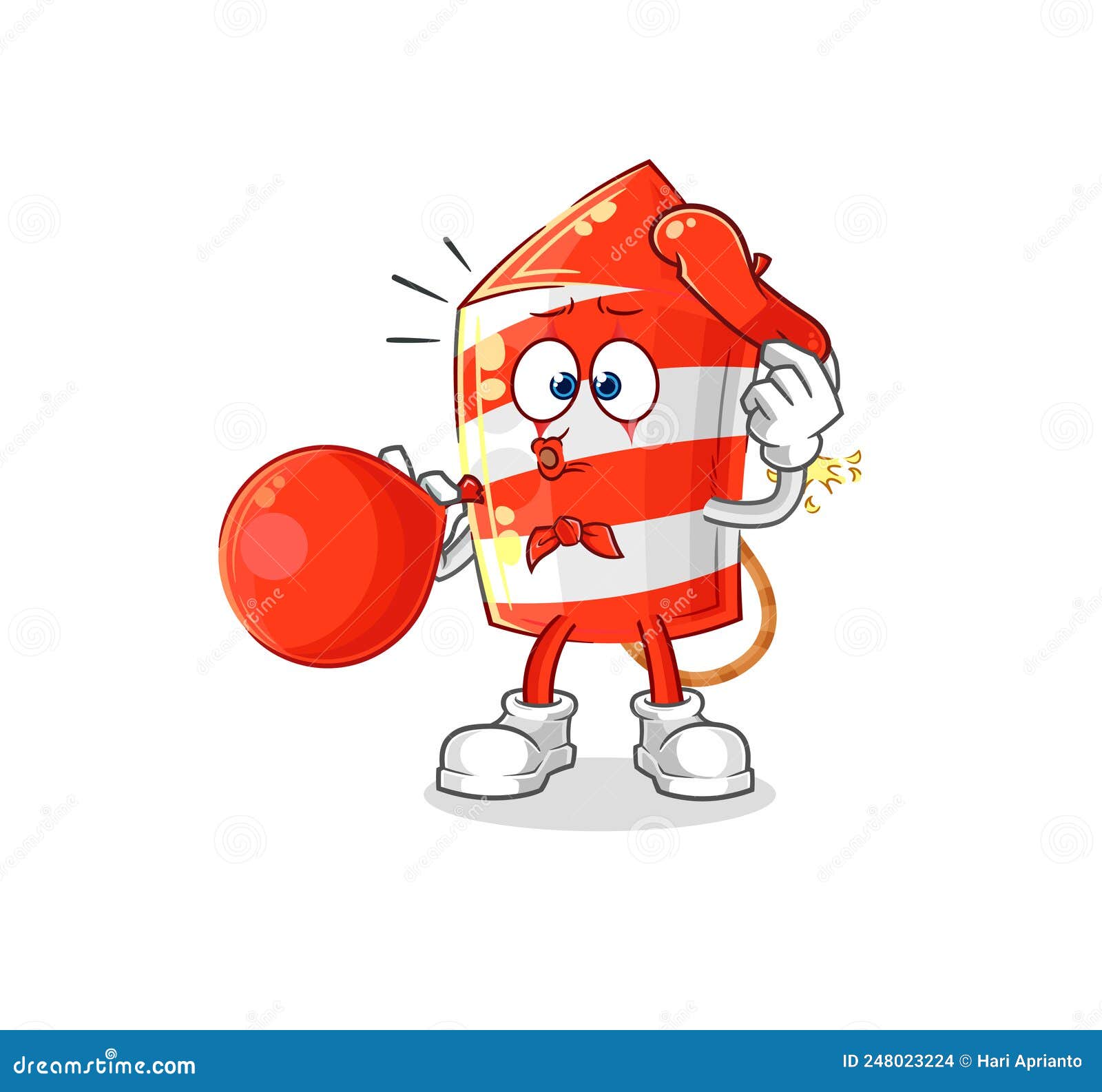 Fireworks Rocket Pantomime Blowing Balloon. Cartoon Mascot Vector Stock ...
