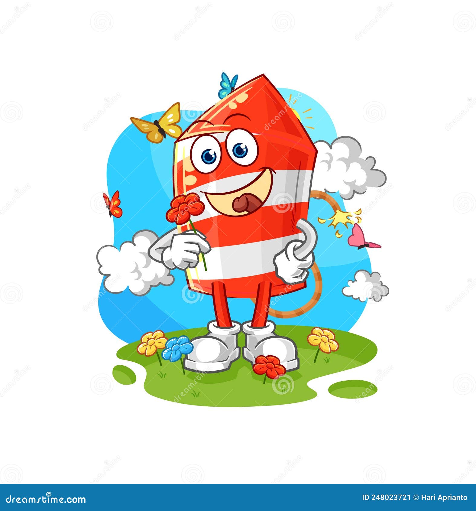 Fireworks Rocket Pick Flowers in Spring. Character Vector Stock Vector ...