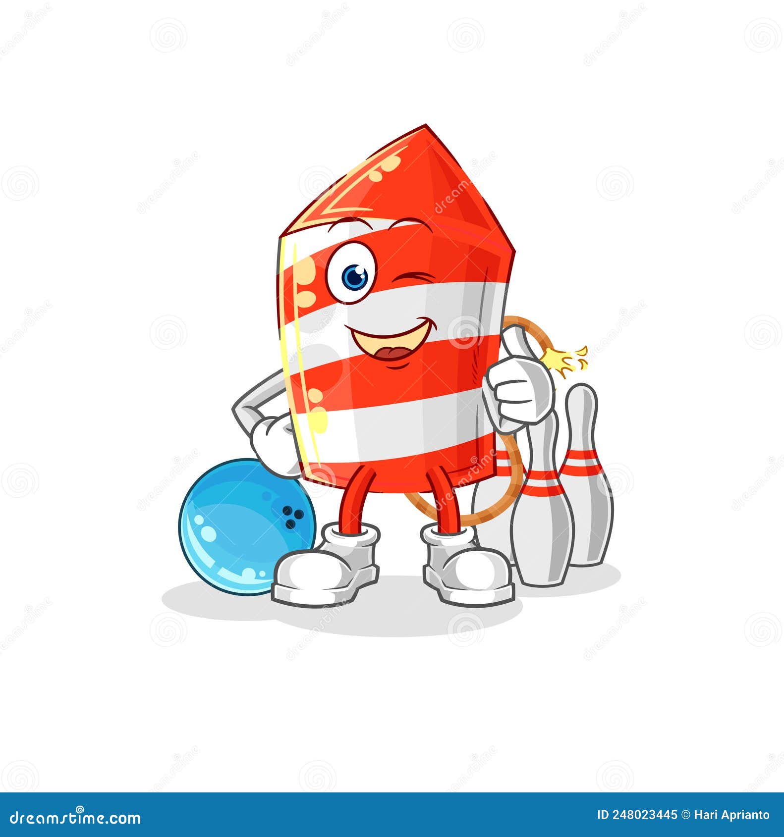 Fireworks Rocket Play Bowling Illustration. Character Vector Stock ...