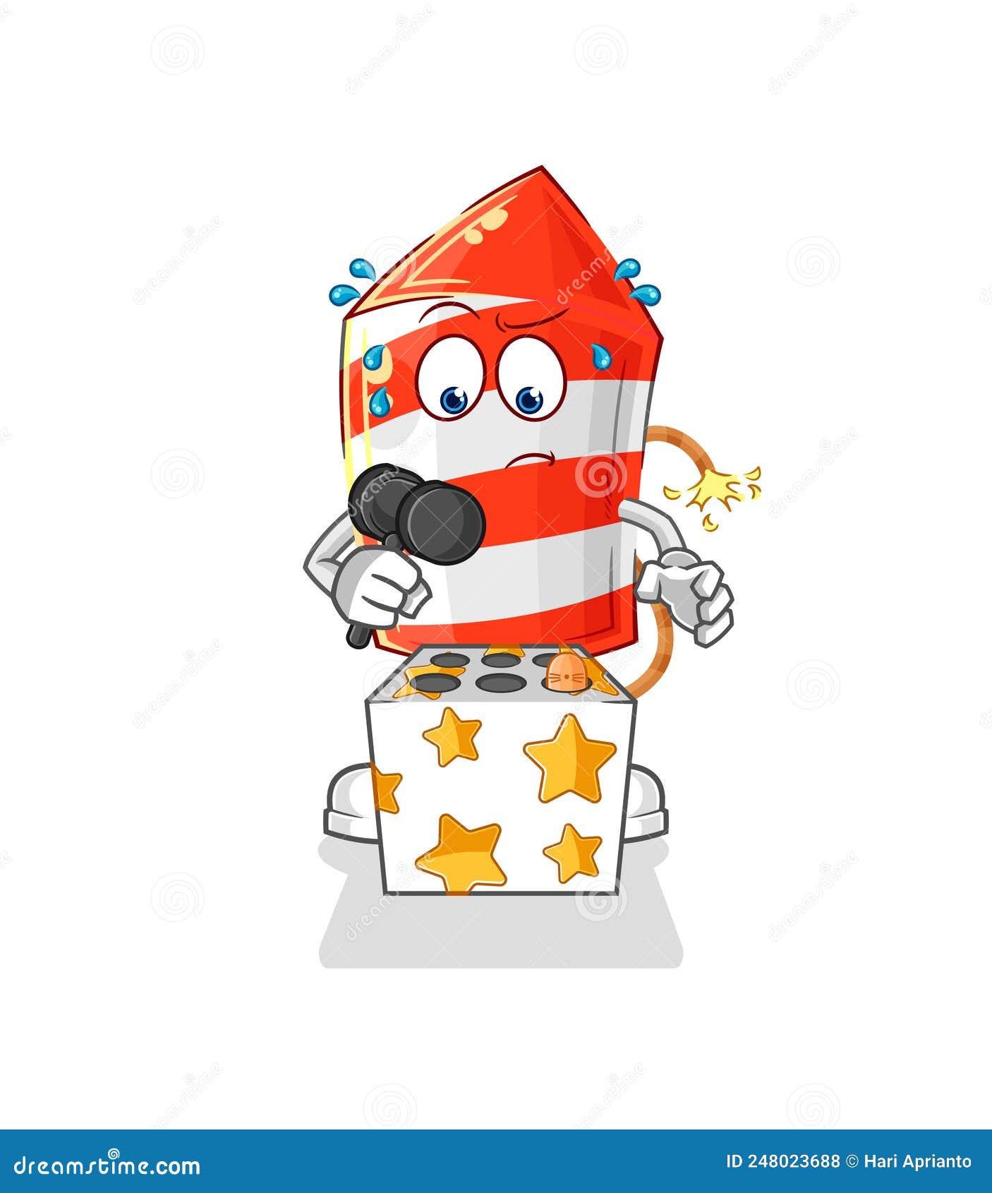 Fireworks Rocket Play Whack a Mole Mascot. Cartoon Vector Stock Vector ...