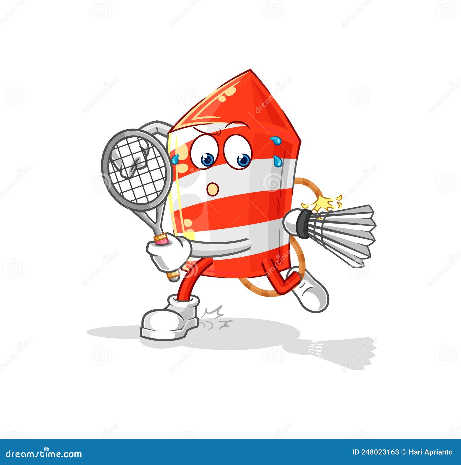 Fireworks Rocket Playing Badminton Illustration. Character Vector Stock ...
