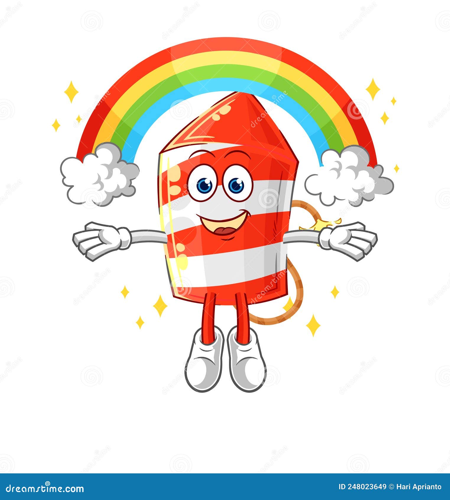 Fireworks Rocket with a Rainbow. Cartoon Vector Stock Vector ...
