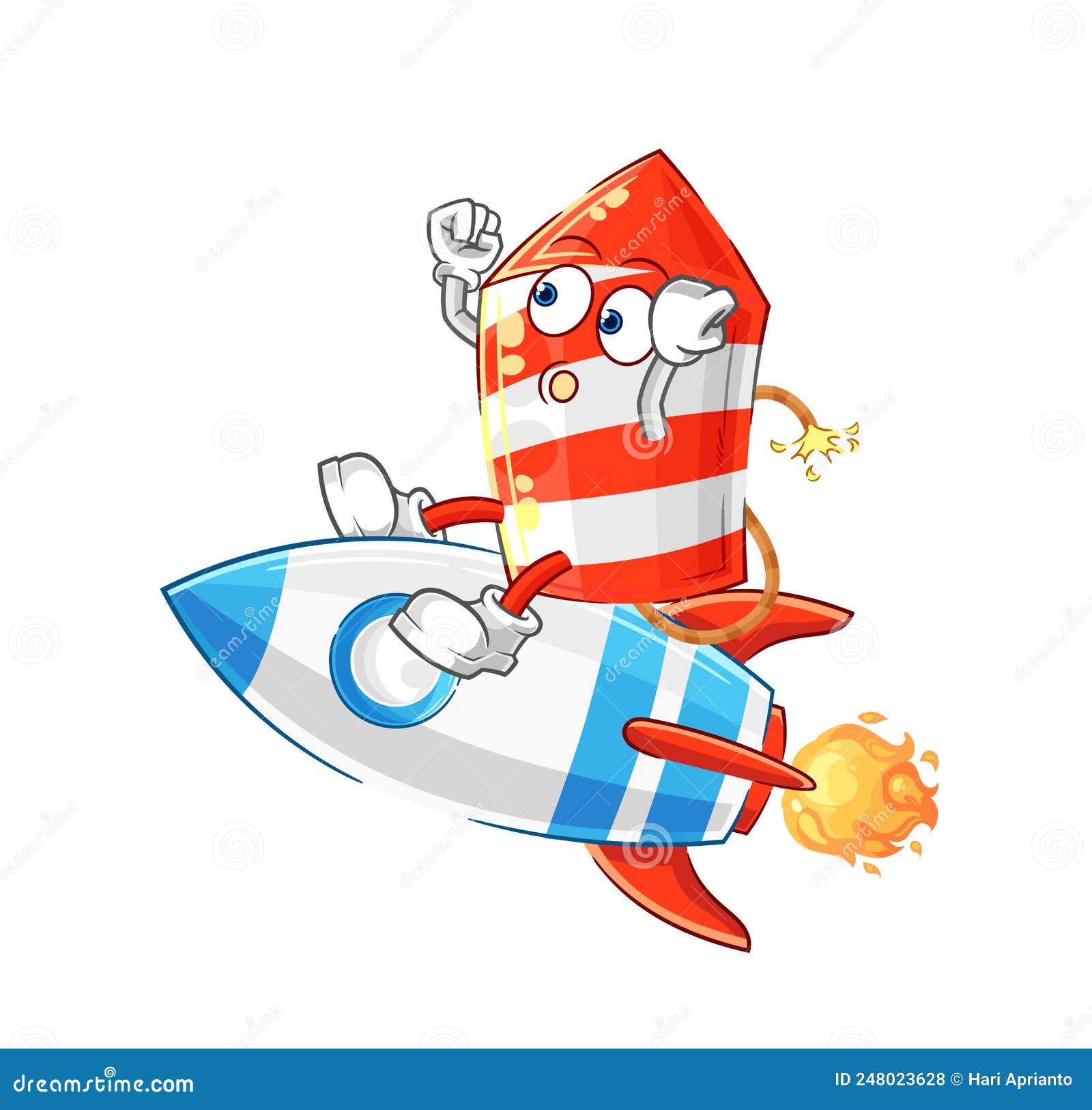 Fireworks Rocket Ride a Rocket Cartoon Mascot Vector Stock Vector ...