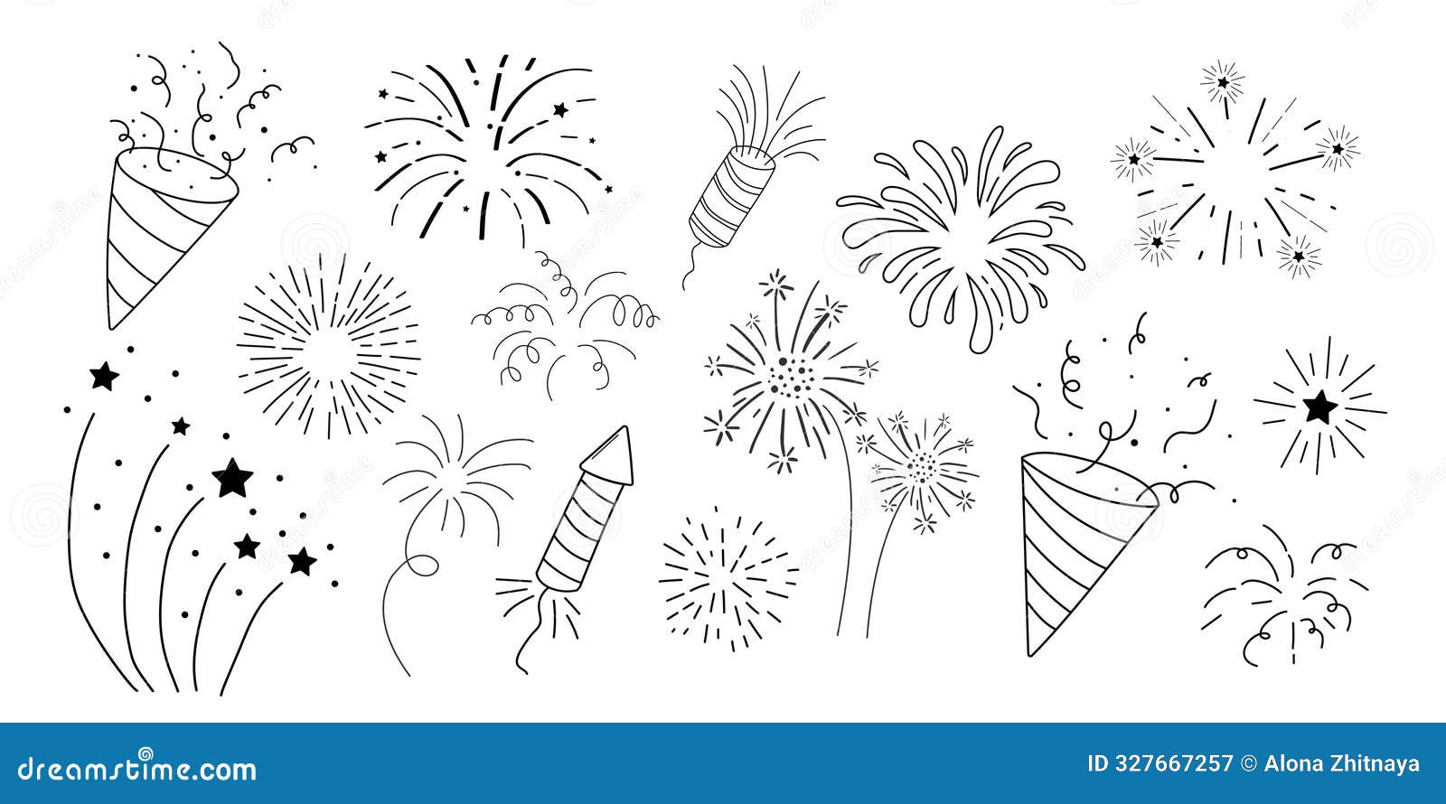 Fireworks and Rocket, Salute with Burst, Light and Festive Explosions ...