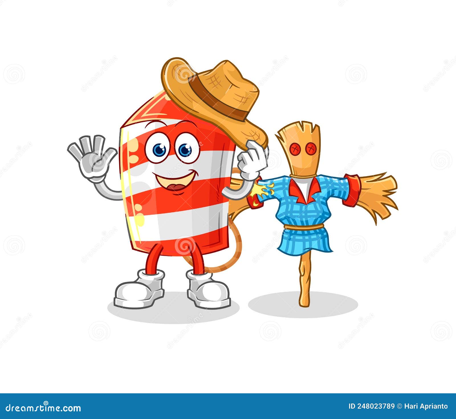 Fireworks Rocket with Scarecrows Cartoon Character Vector Stock Vector ...