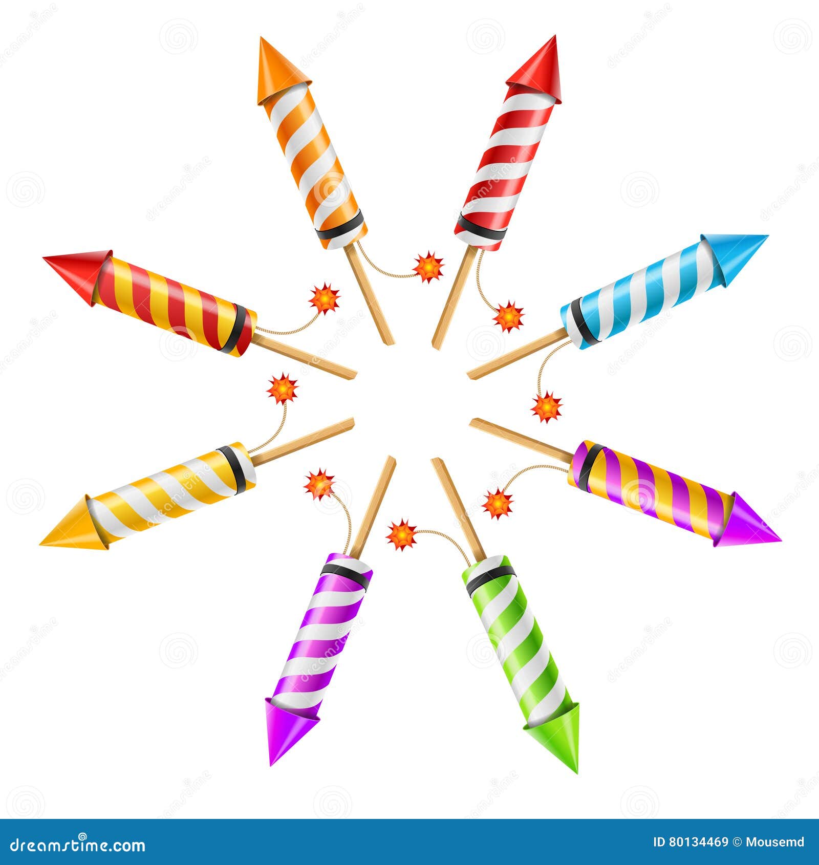 Fireworks Rocket Set in the Form of a Circle. Vector Stock Vector ...
