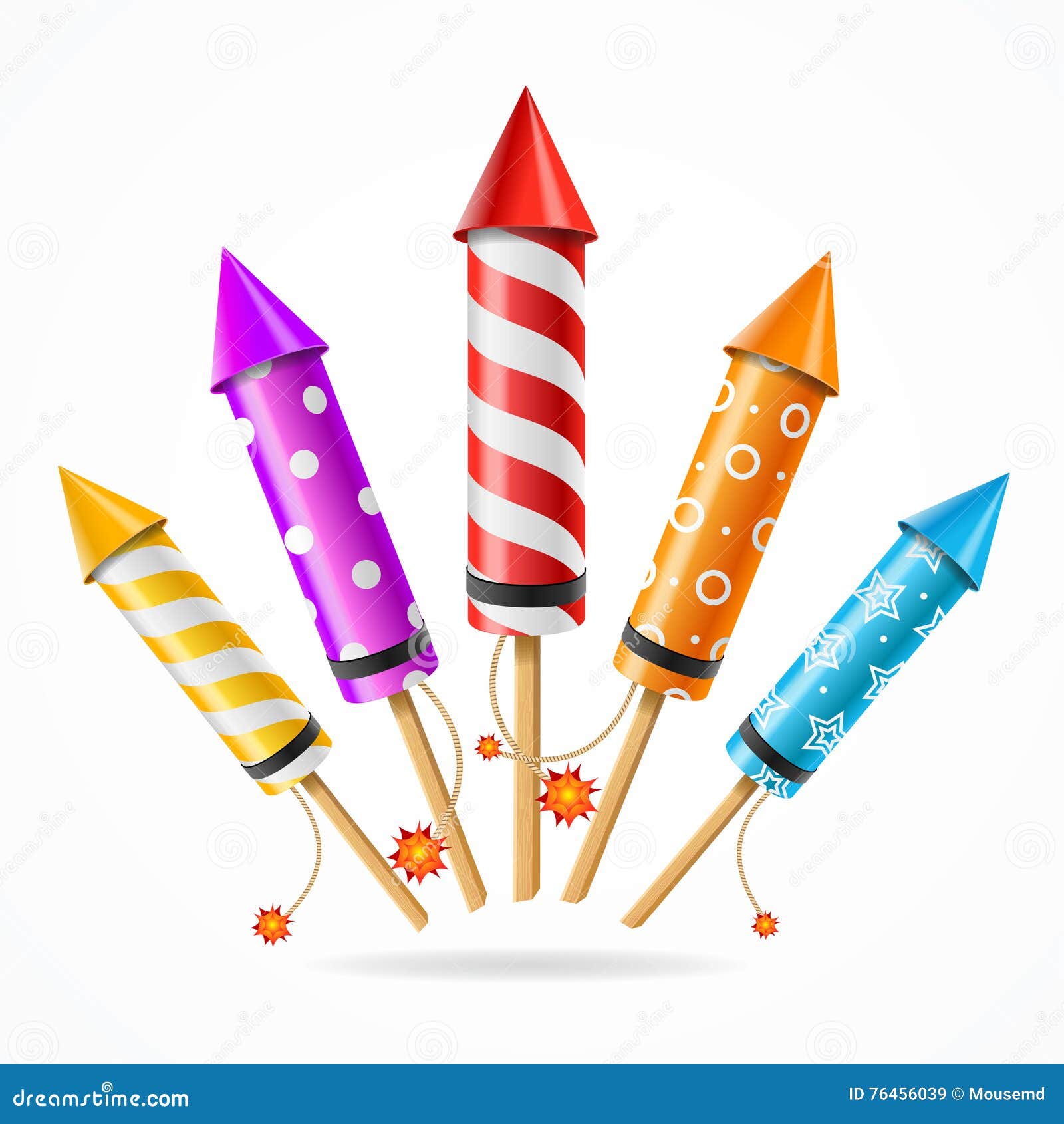 Fireworks Rocket Set. Vector Stock Vector - Illustration of feast ...