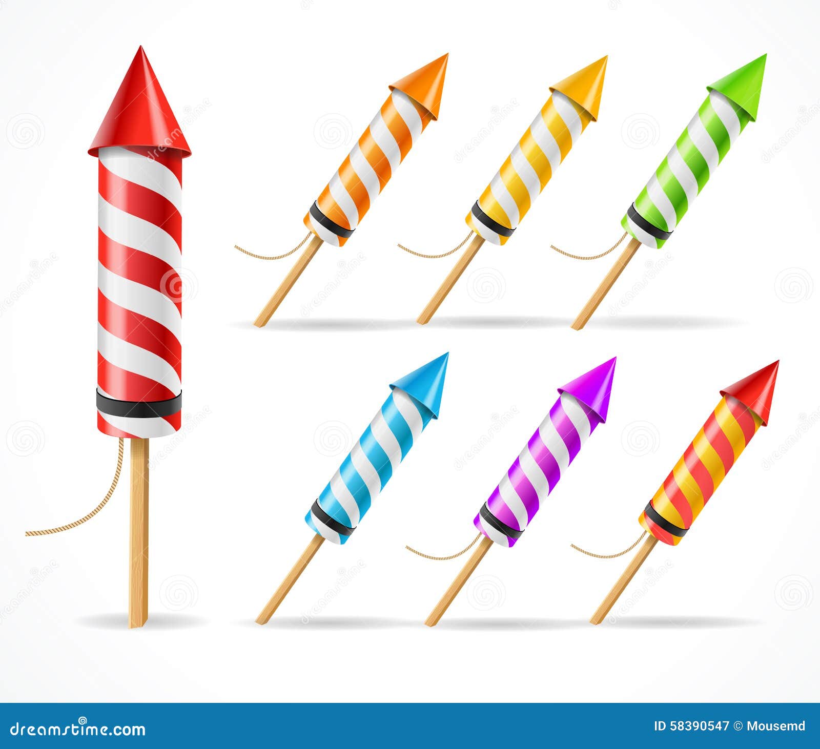Fireworks Rocket Set. Vector Stock Vector - Illustration of dangerous ...
