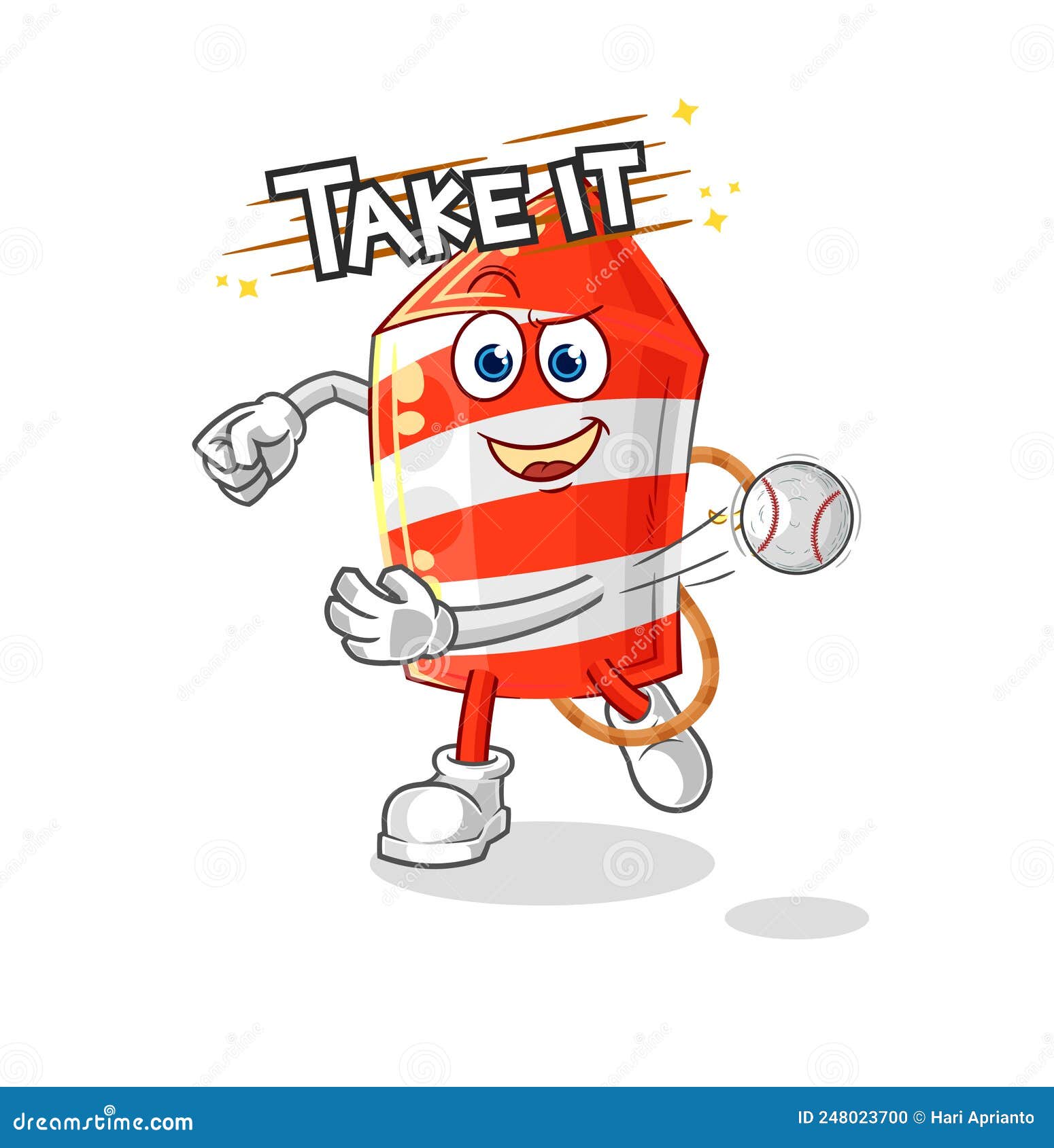 Fireworks Rocket Throwing Baseball Vector. Cartoon Character Stock ...