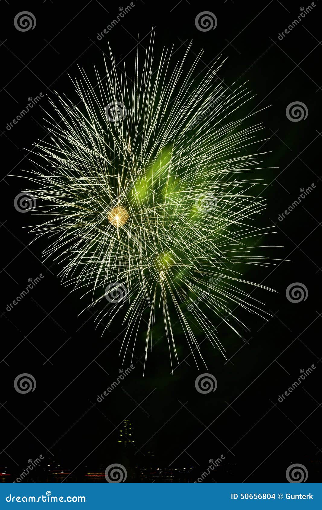 Fireworks, Rockets Across Night Sky Stock Photo - Image of pyrotechnics ...