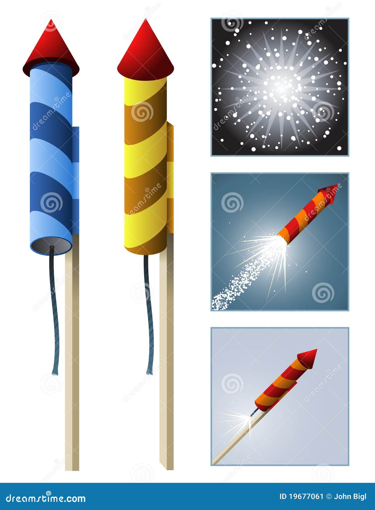 Fireworks Rockets With Sequence Stock Image - Image: 19677061
