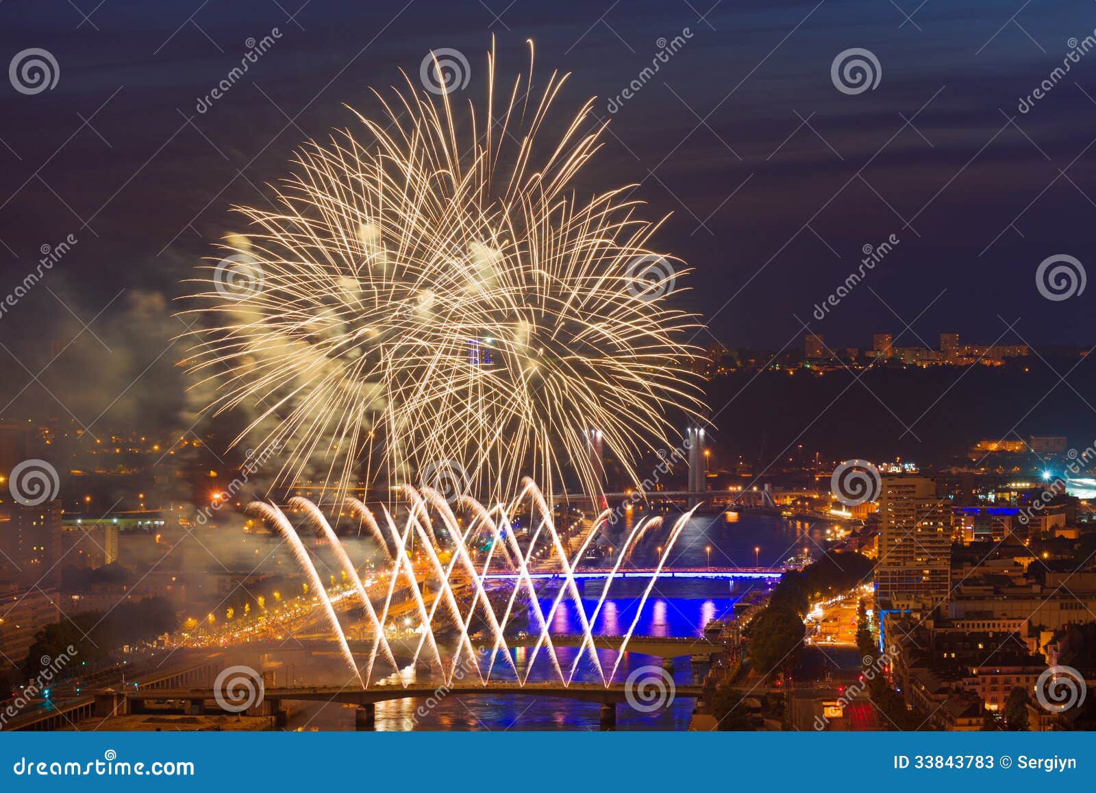 Fireworks in Rouen at a Summer Night Stock Image - Image of tall ...
