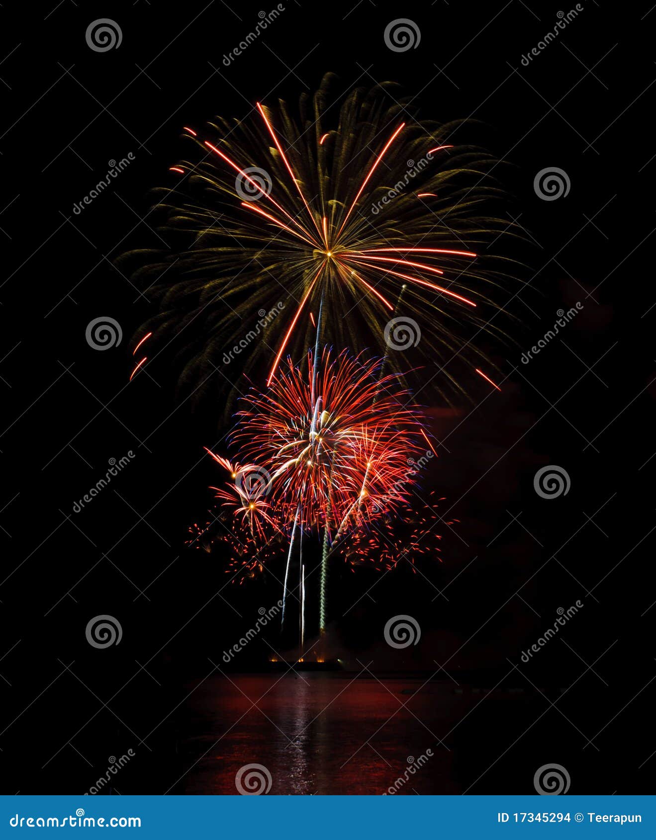 Fireworks in the sea stock photo. Image of holiday, event - 17345294