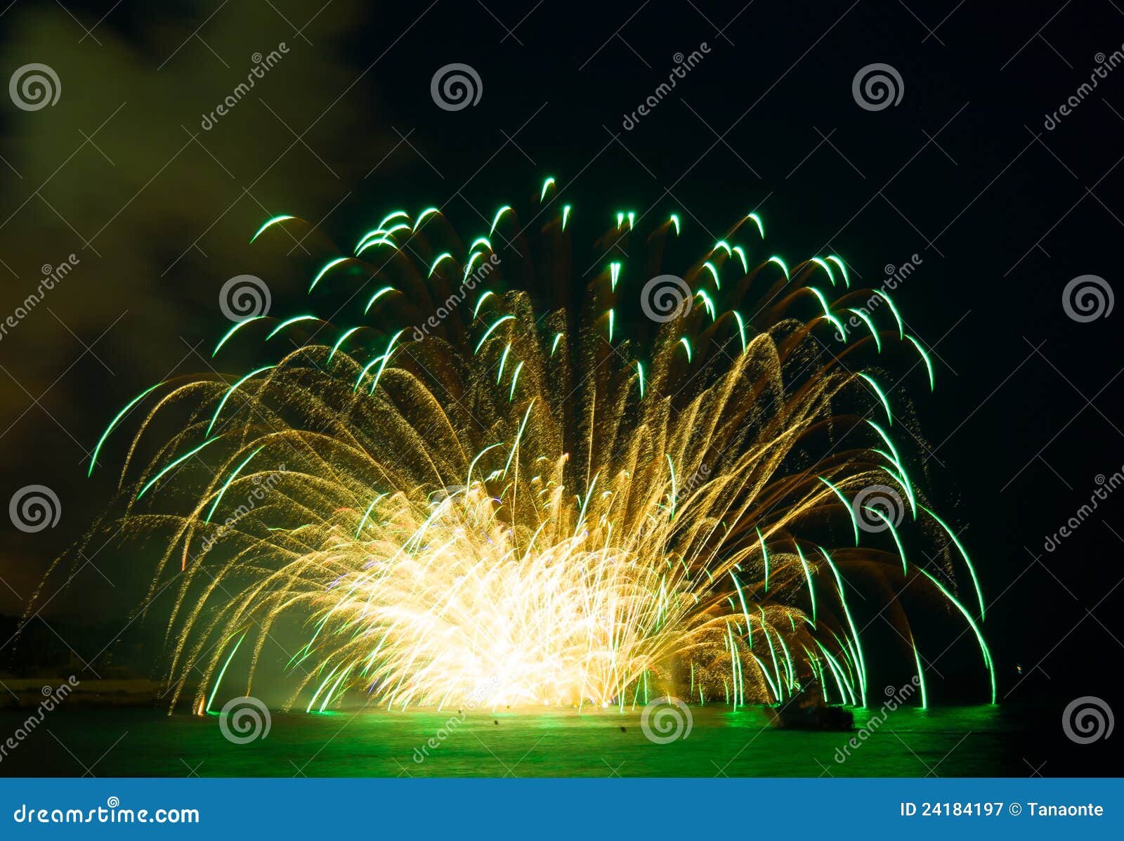 Fireworks on the sea stock image. Image of july, fourth - 24184197