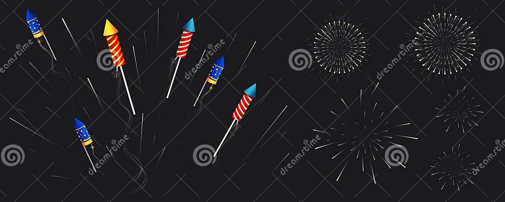 Fireworks Set. Colorful Firework Composition Images of Fireworks Dots ...