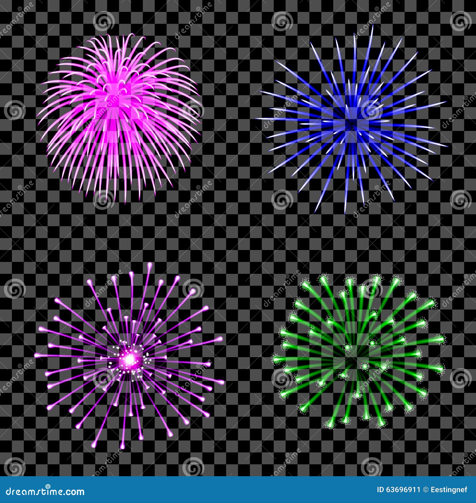 Fireworks set isolated. stock vector. Illustration of colored - 63696911
