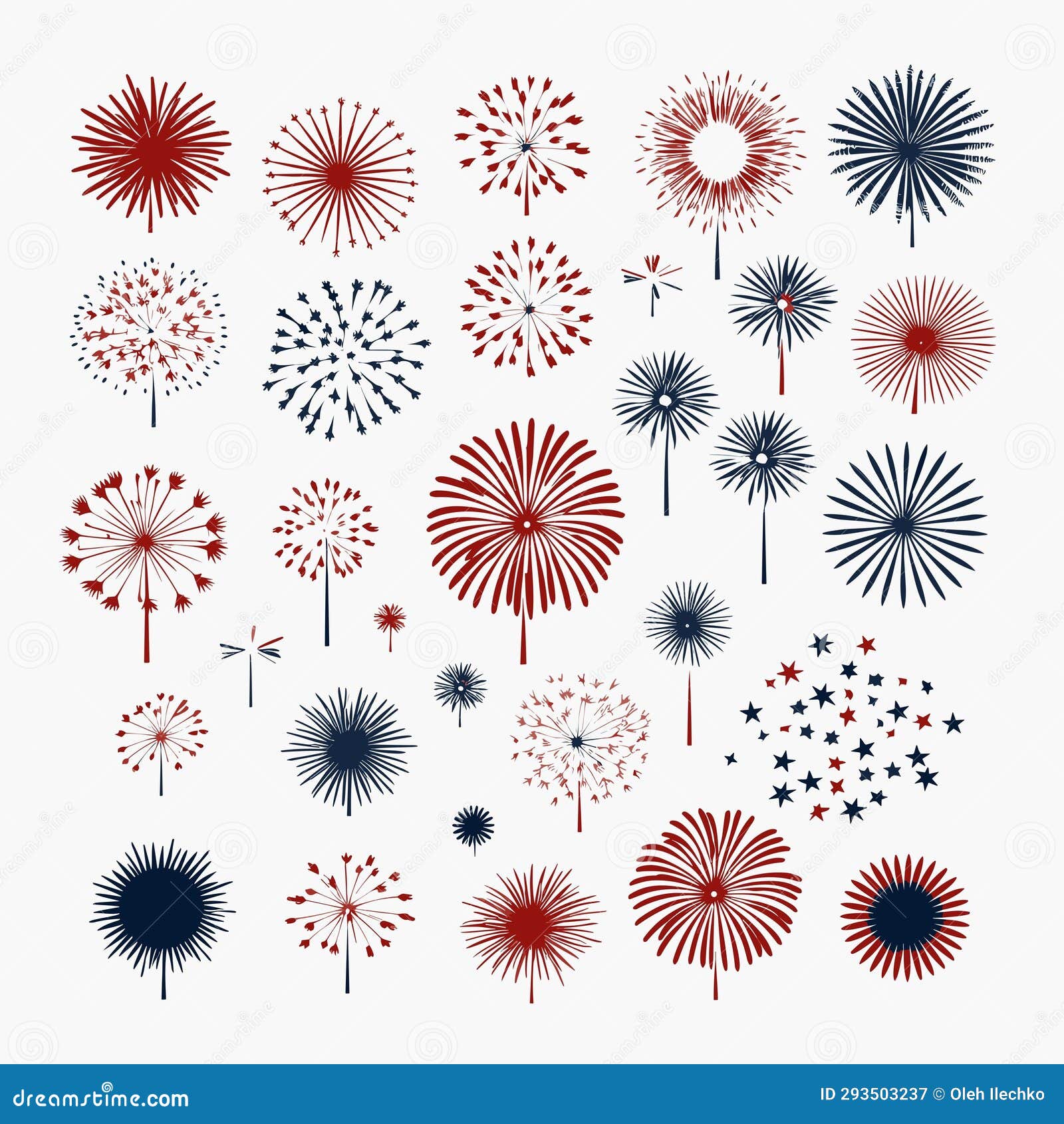 Fireworks Set Vector Flat Minimalistic Isolated Illustration Stock ...