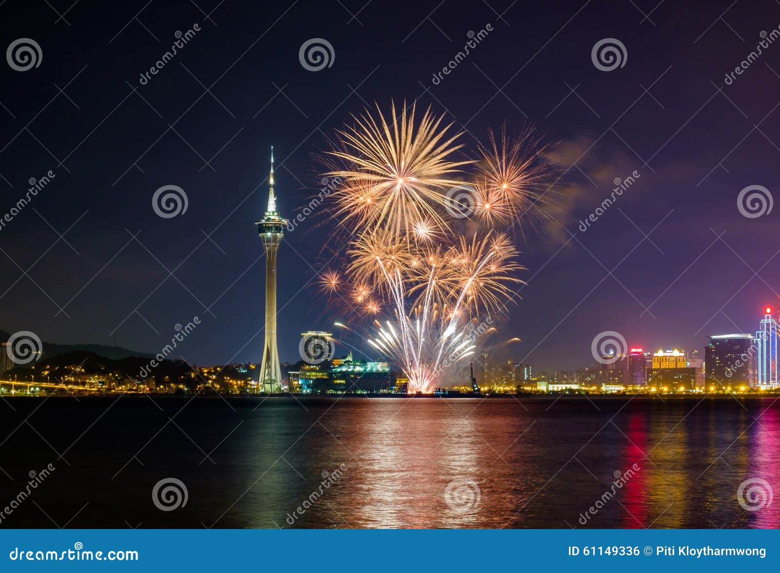 Fireworks Show editorial photo. Image of macao, tower - 61149336