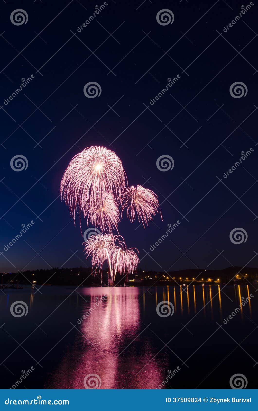 Fireworks Show with Stars in the Sky Stock Photo - Image of colorful ...