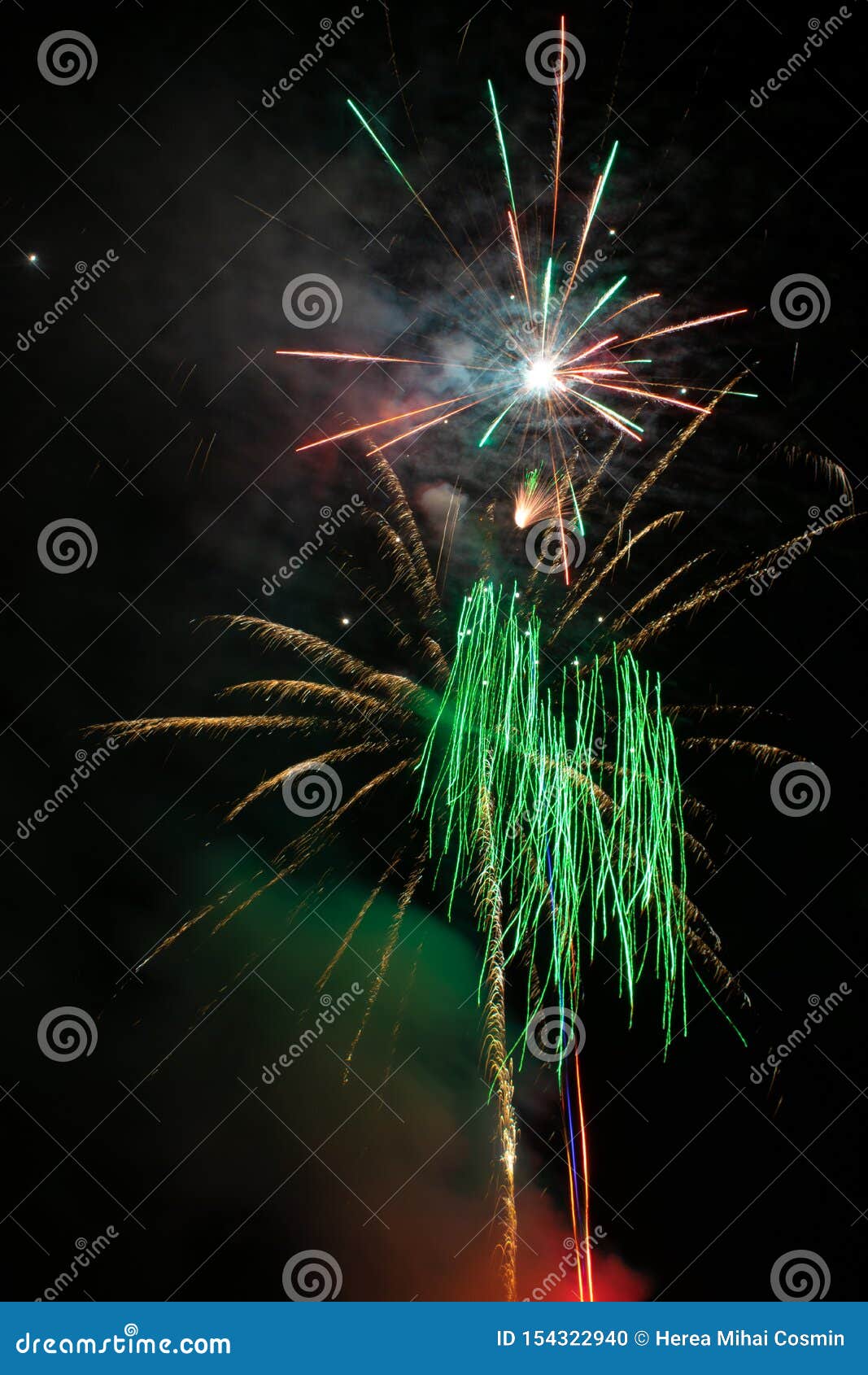 Fireworks in the sky stock photo. Image of burst, holiday - 154322940