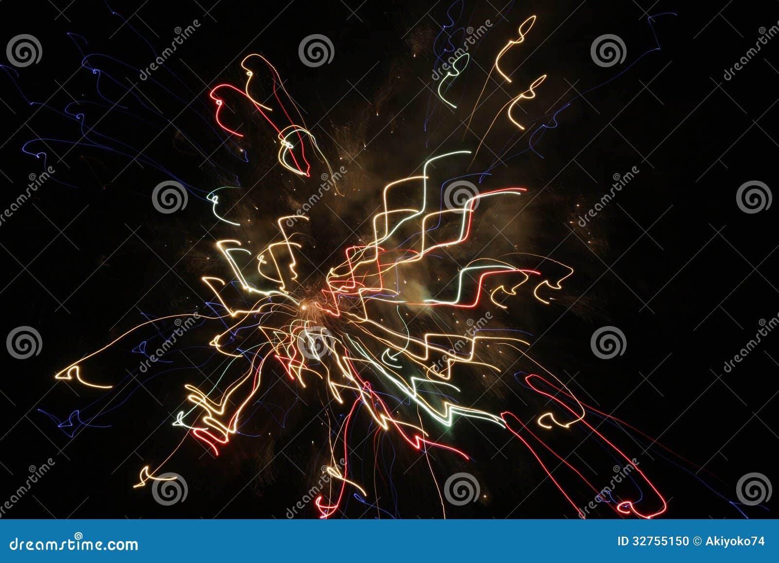 Fireworks with Slow Shutter Speed Stock Photo - Image of explode ...