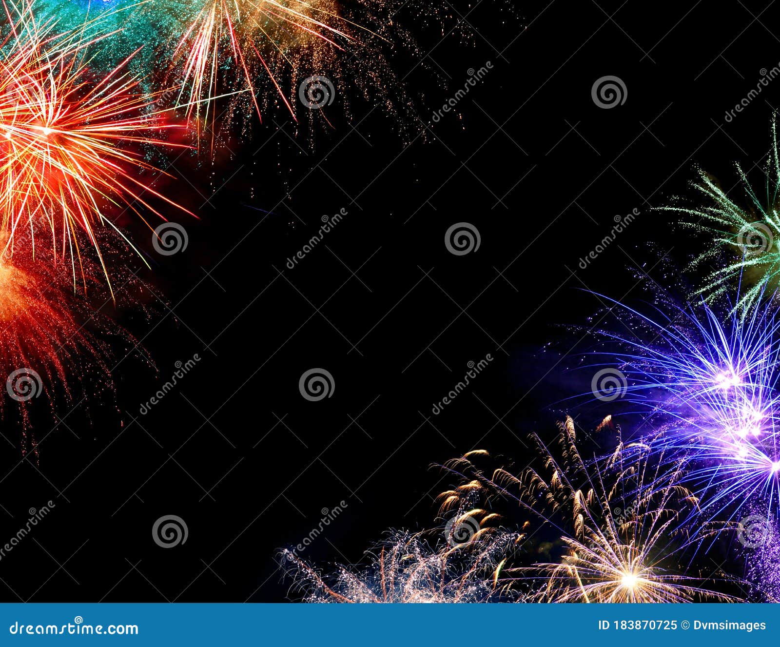 Fireworks Border Royalty-Free Stock Image | CartoonDealer.com #61563460