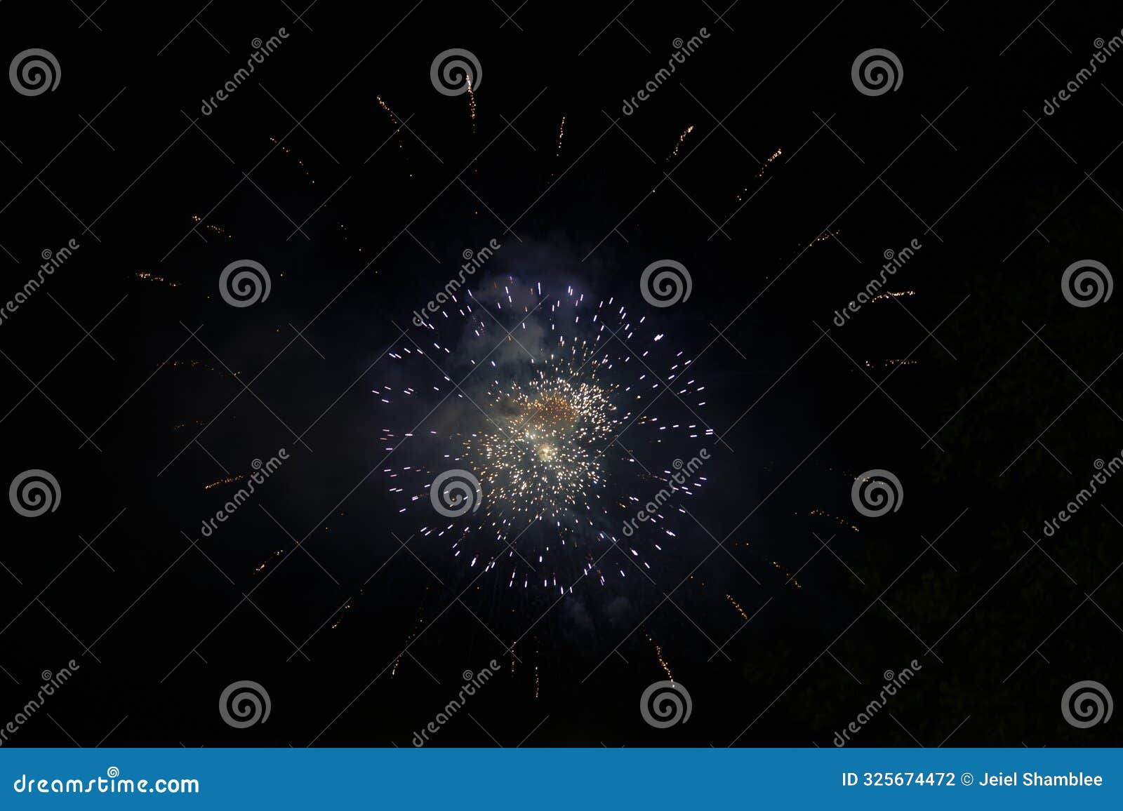 Fireworks in the Smoky Night Sky. Stock Photo - Image of haze, july ...