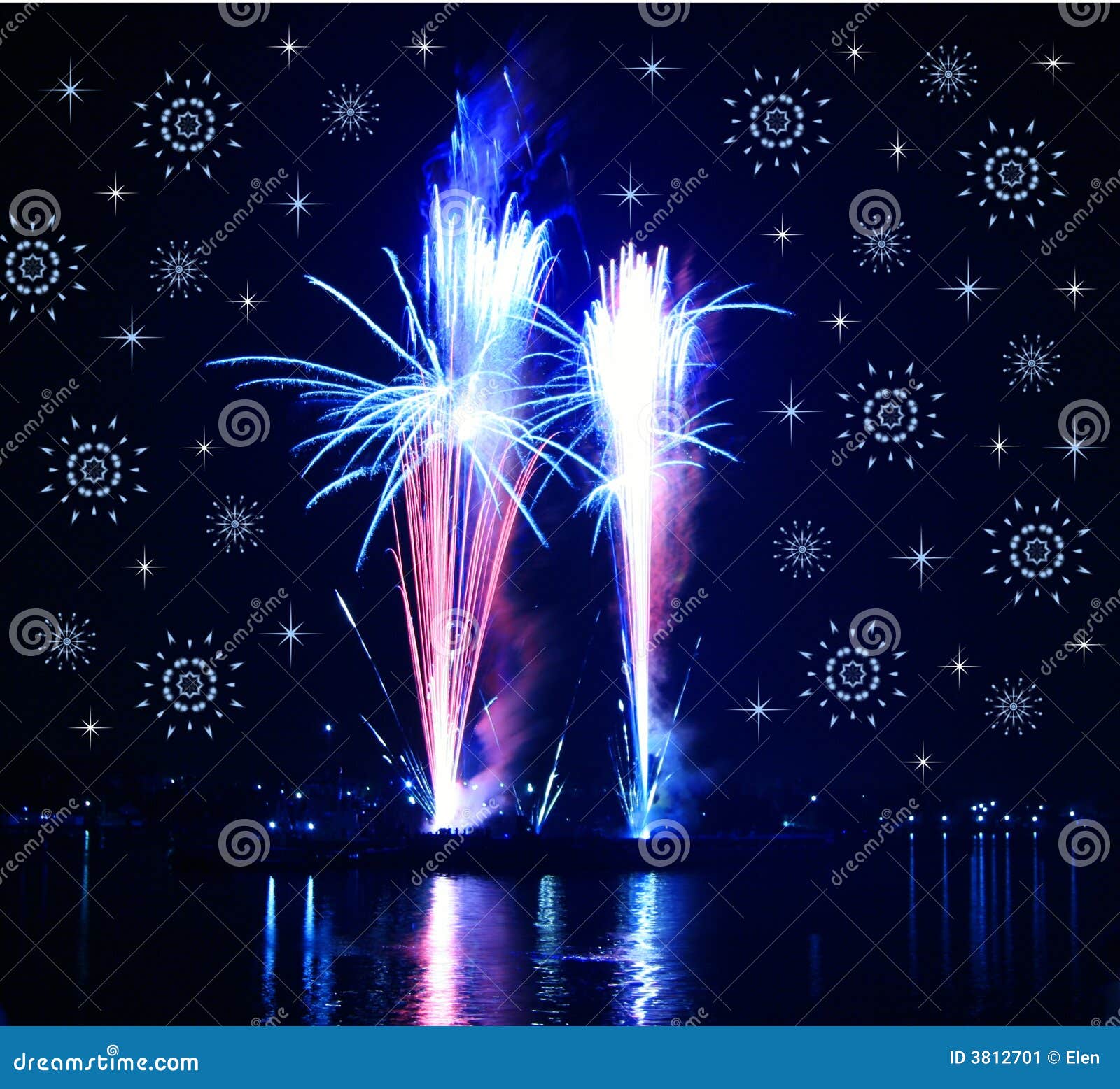 Fireworks and snowflakes stock illustration. Illustration of burst ...