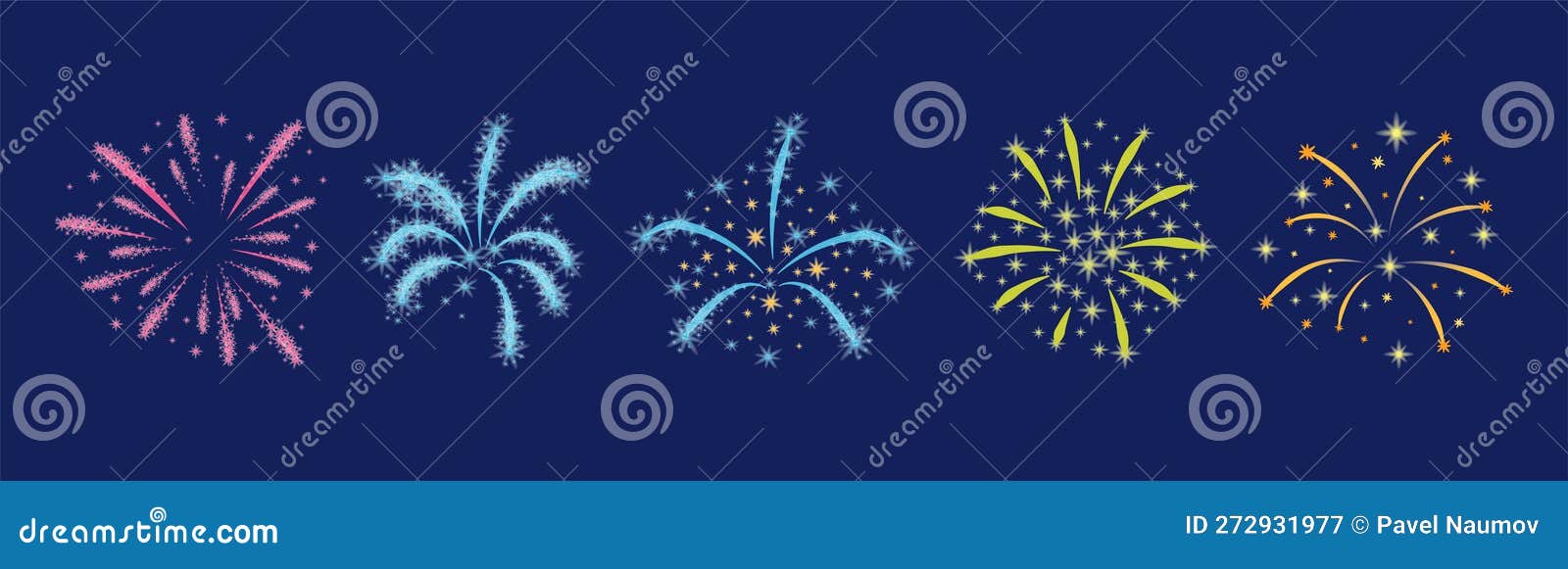 Fireworks Sparks Bright Explosion As Entertainment Display on Blue ...