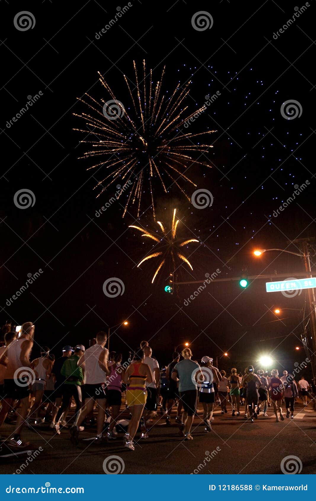 Fireworks at Start of Honolulu Marathon Editorial Stock Photo - Image ...