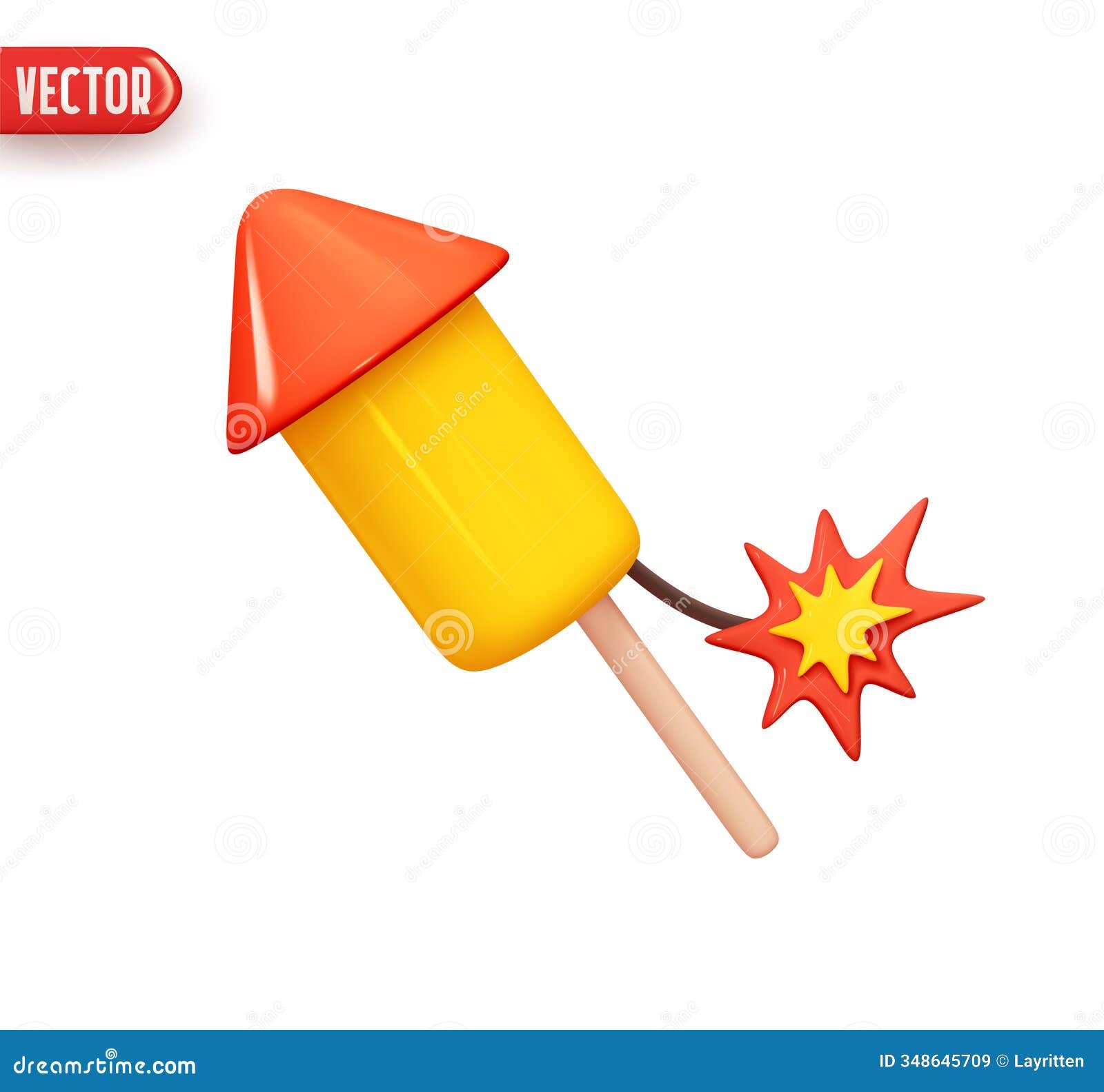 Fireworks on Stick with Spark of Decor for Holiday. Firecracker Rocket ...