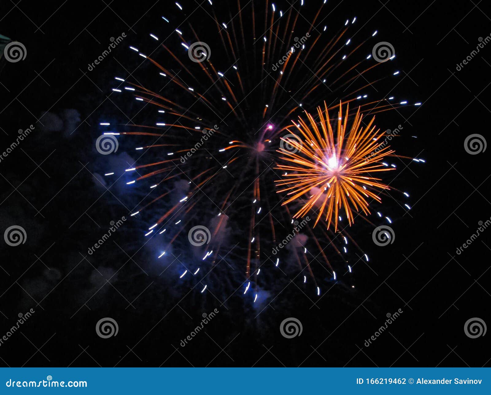 Fireworks, a Stunning Orange Flower Exploding in the Night Sky Stock ...
