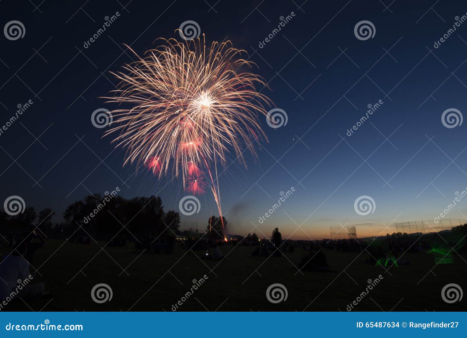 Fireworks at Sunset stock photo. Image of meadows, pitt - 65487634