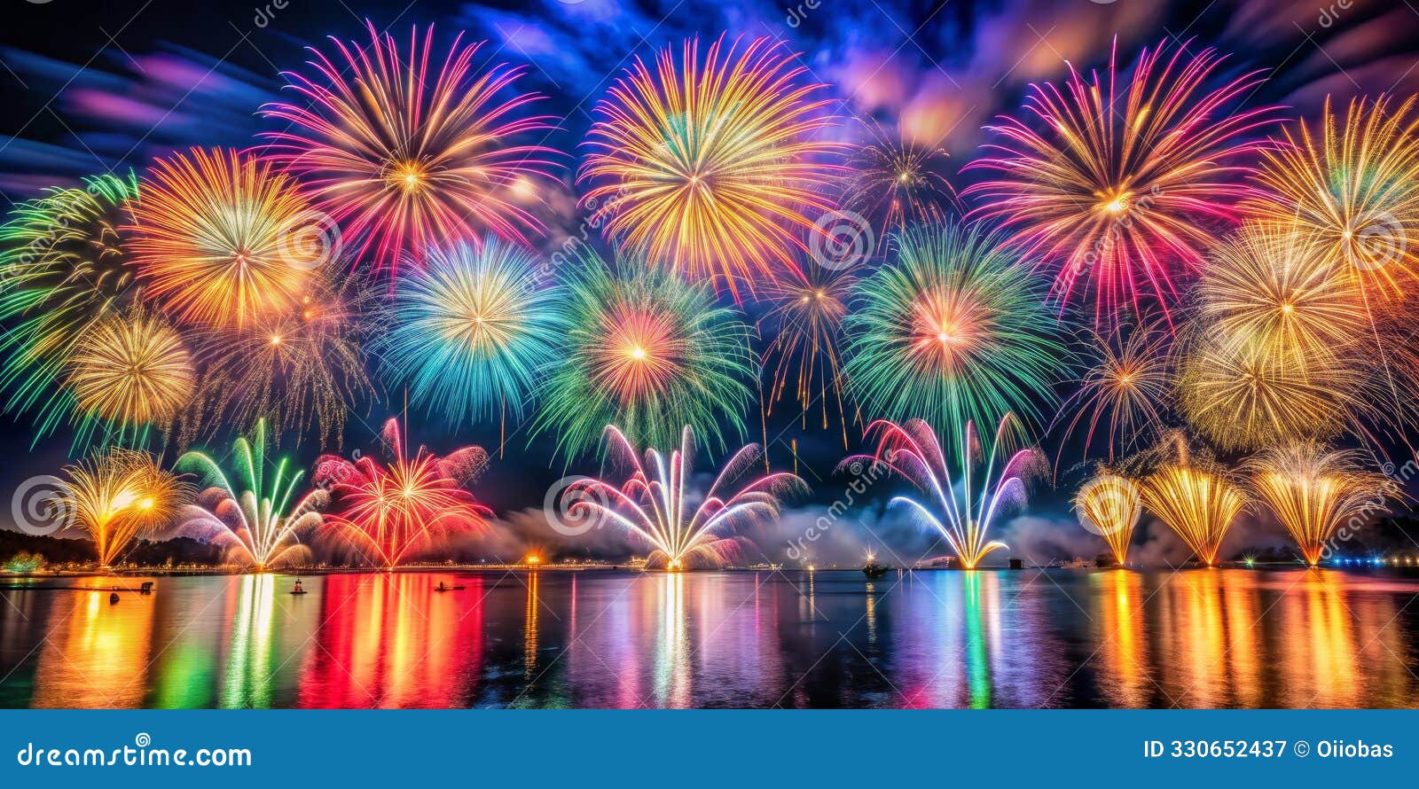 Fireworks Symphony Over Water, Reflection, Night Sky, Celebration ...