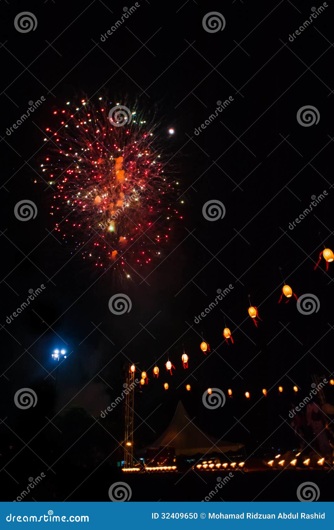 Fireworks and Tanglung stock photo. Image of explode - 32409650