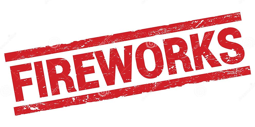 FIREWORKS Text on Red Rectangle Stamp Sign Stock Illustration ...