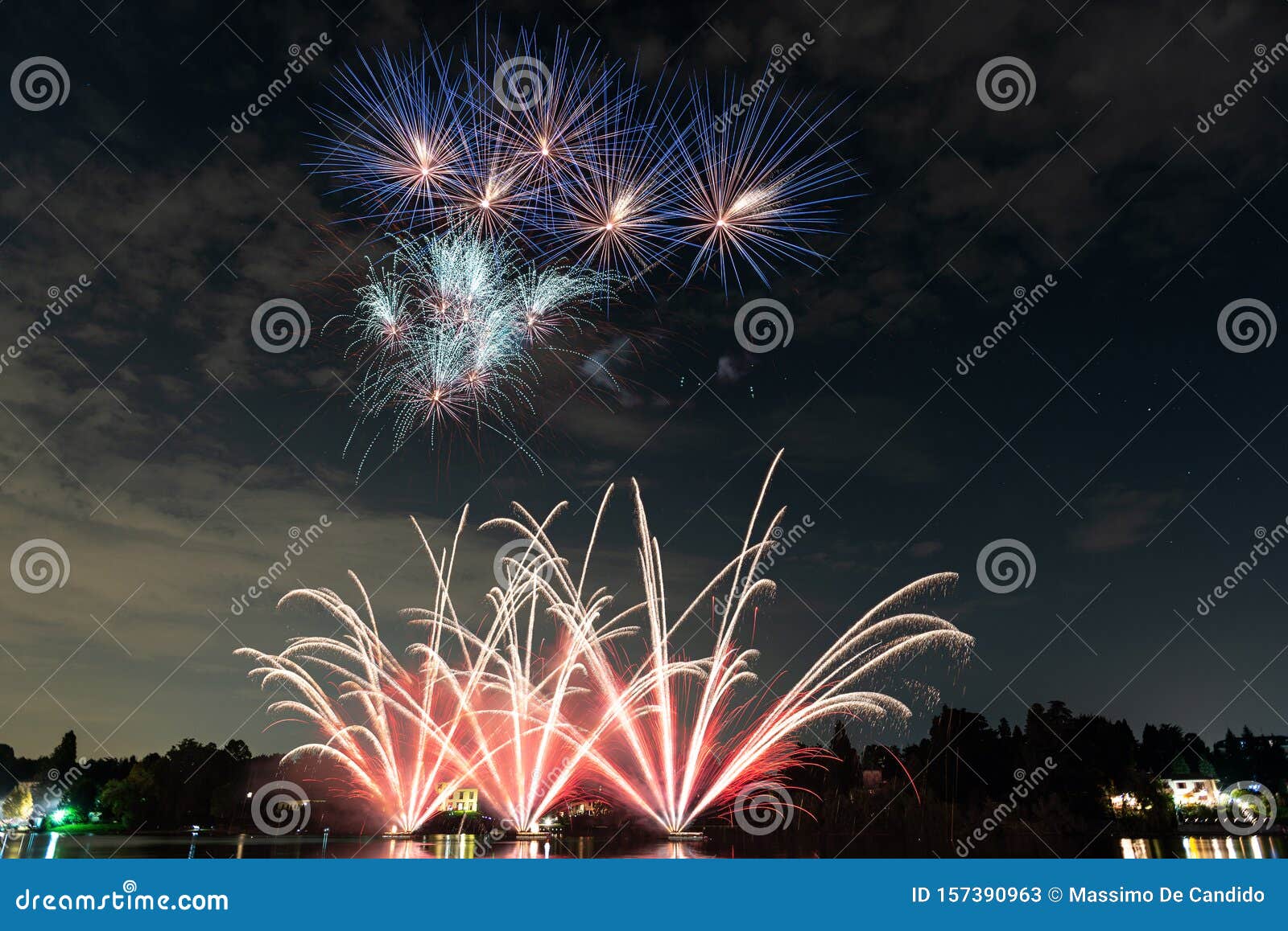 Fireworks on the River Ticino Stock Image - Image of landscape, colored ...