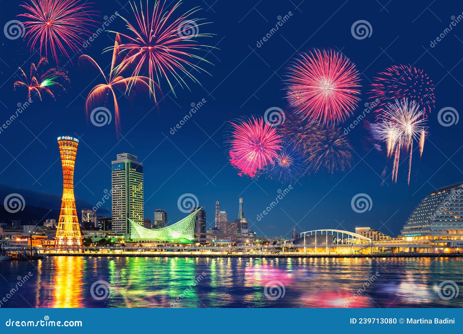 Fireworks in the Town of Kobe (Japan) Stock Photo - Image of firework ...