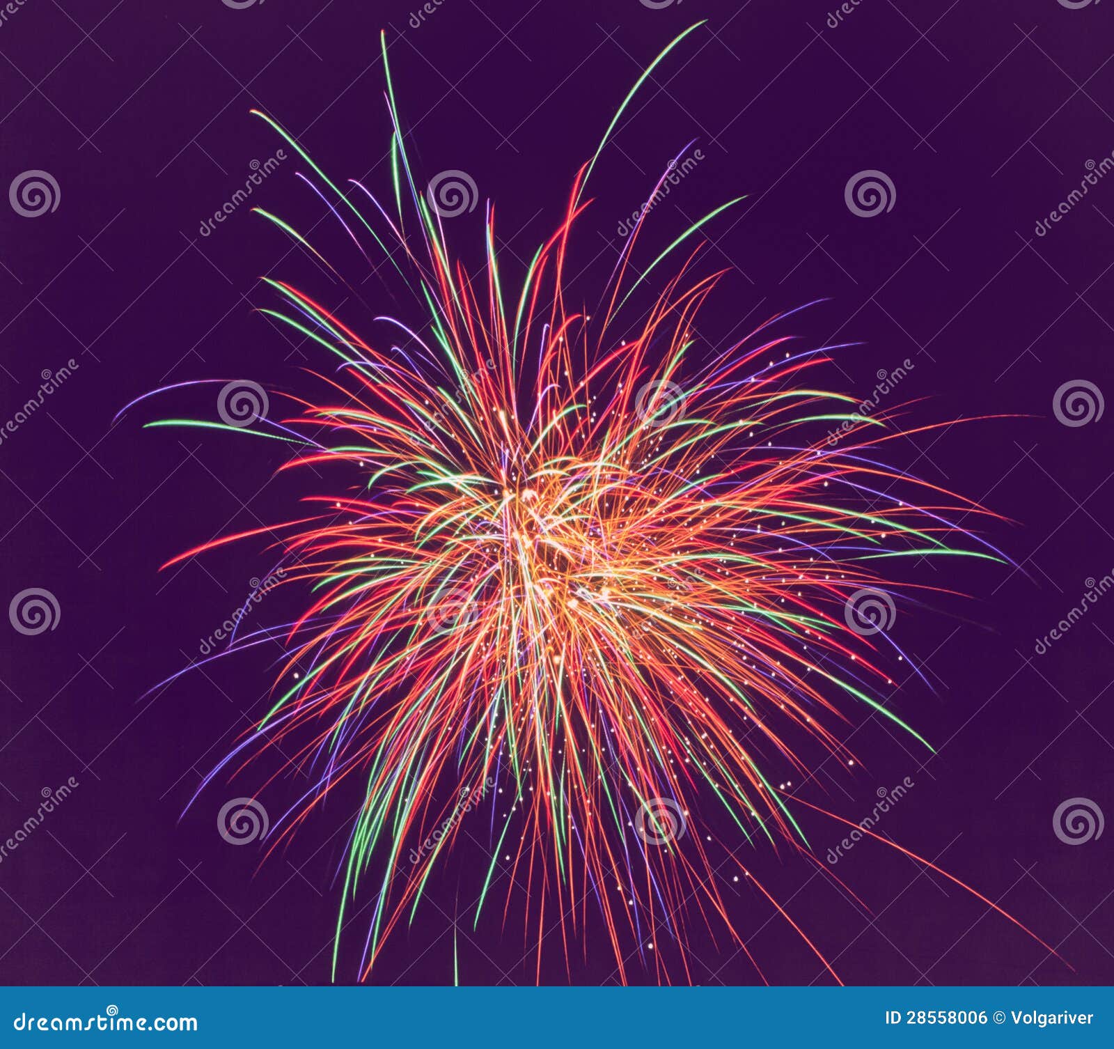 Fireworks of Various Colors Over Dark Sky. Soft F Stock Photo - Image ...
