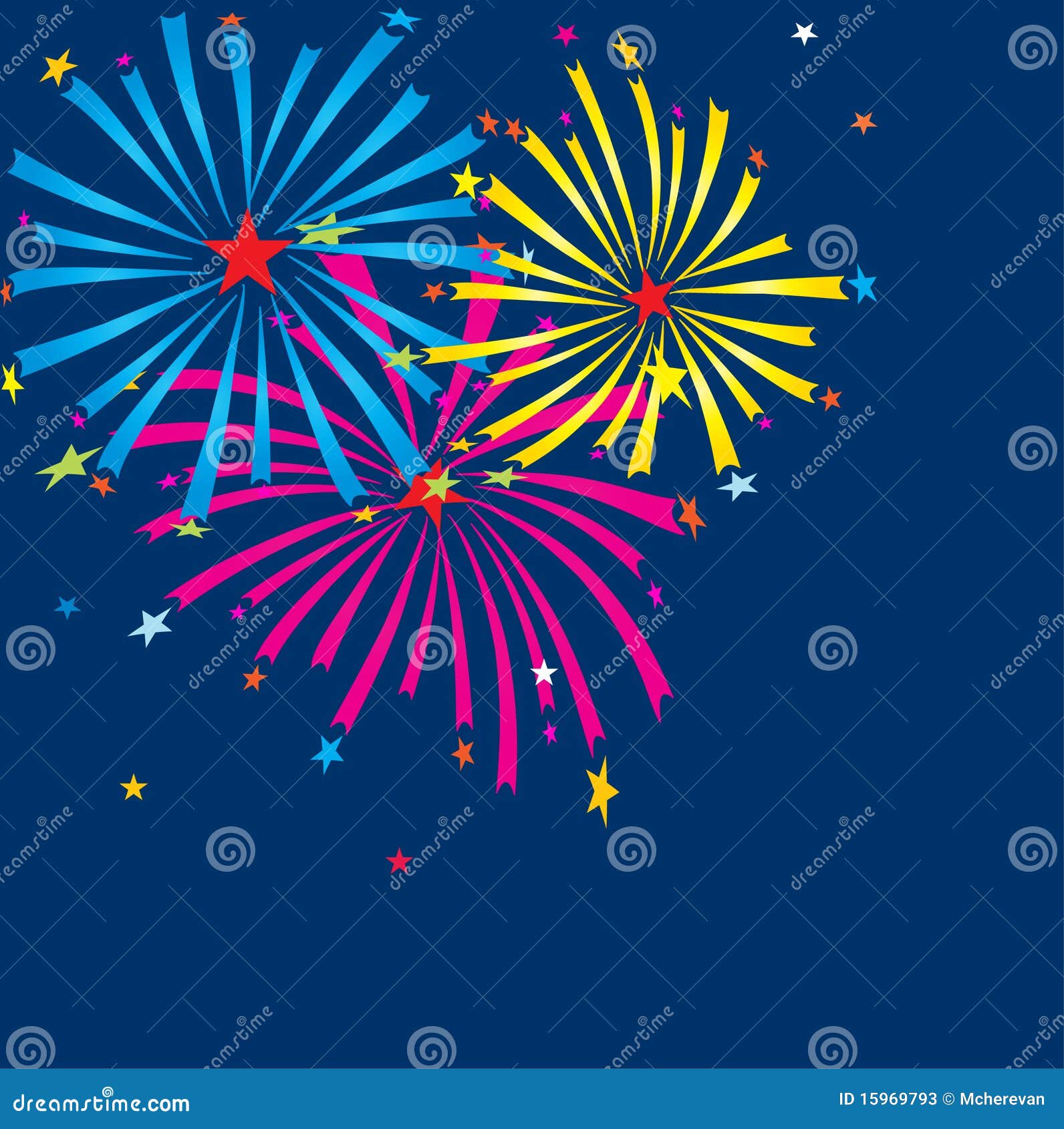 Fireworks. Vector Greeting Card. Stock Illustration - Illustration of ...