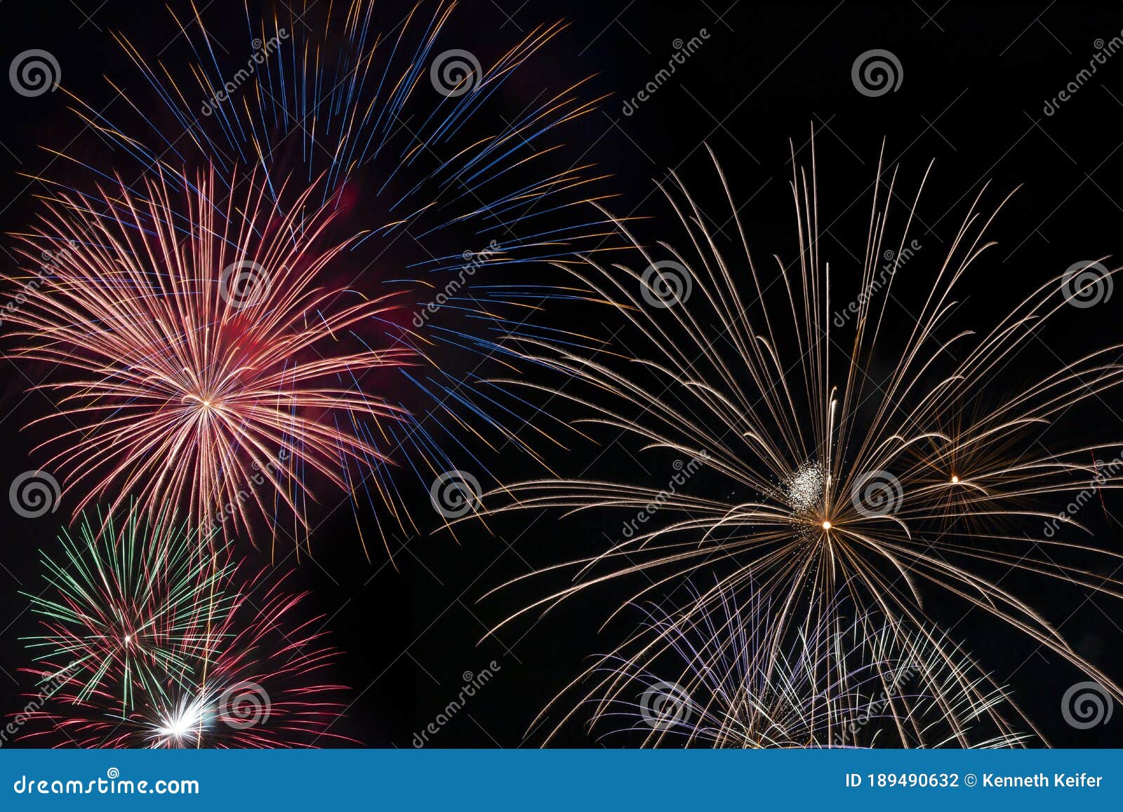 Multiple Firework Pyrotechnic Explosions at Night Stock Photo - Image ...