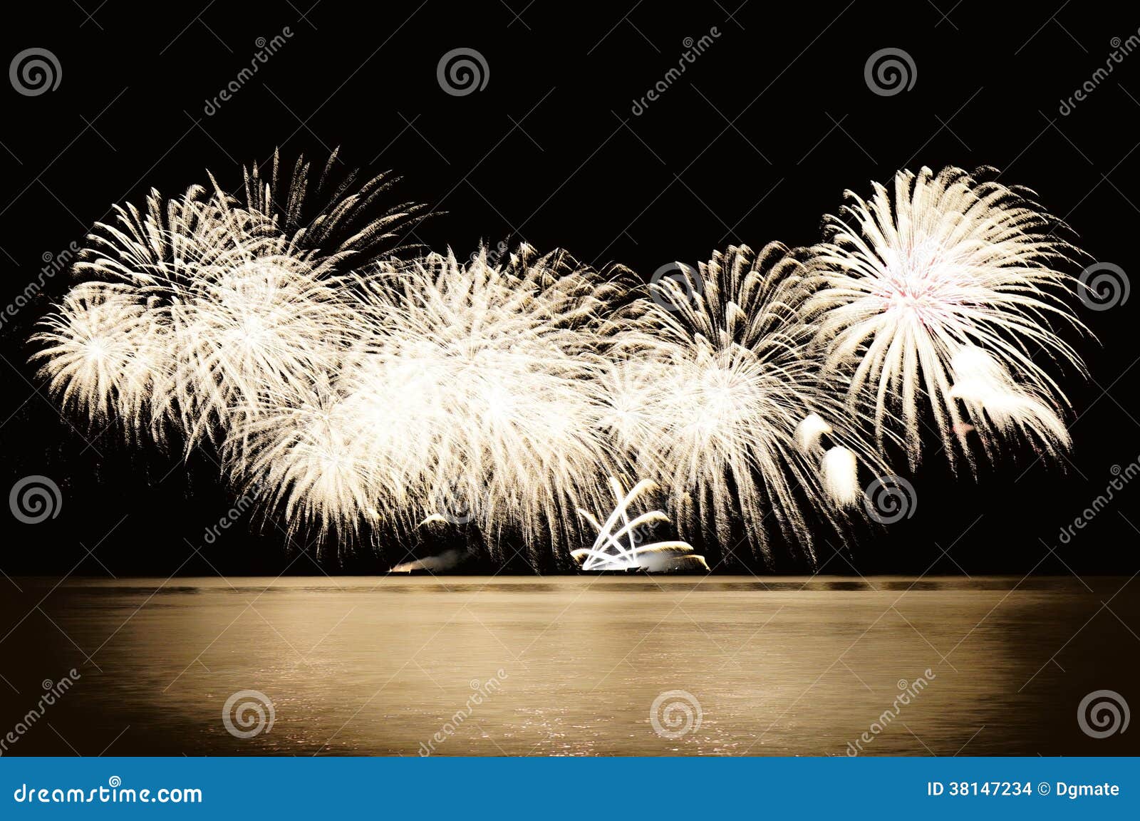 Fireworks by the water stock photo. Image of burst, bright - 38147234