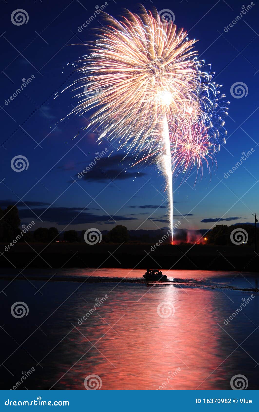 Fireworks with Water Reflection Stock Photo - Image of flash ...