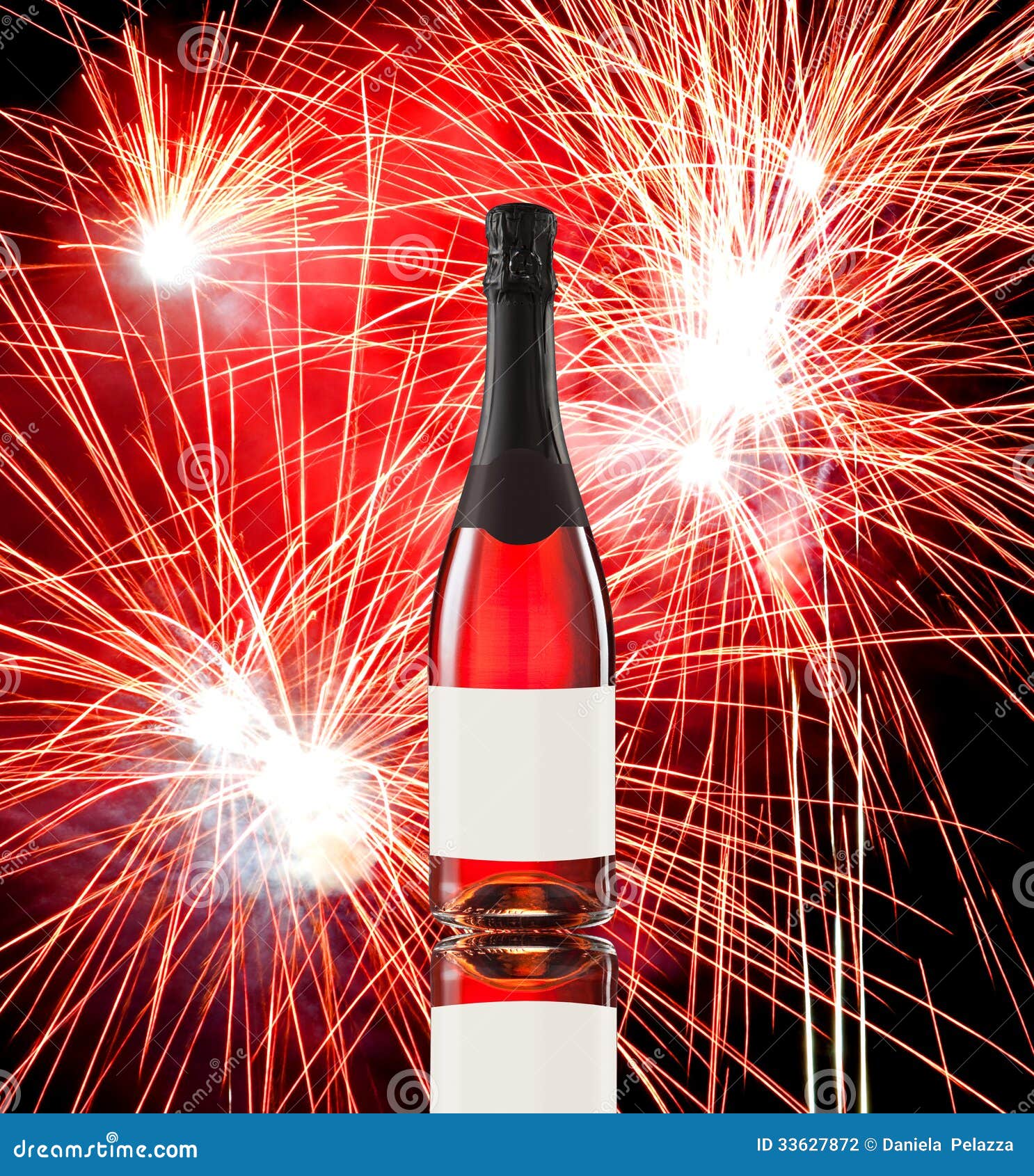 Fireworks and wine bottle stock photo. Image of festive - 33627872