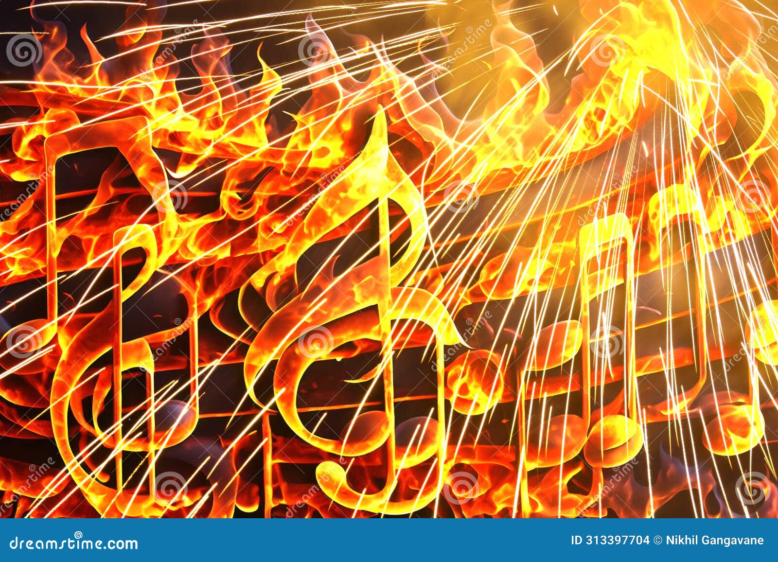 Firey Musical Notes stock illustration. Illustration of firey - 313397704