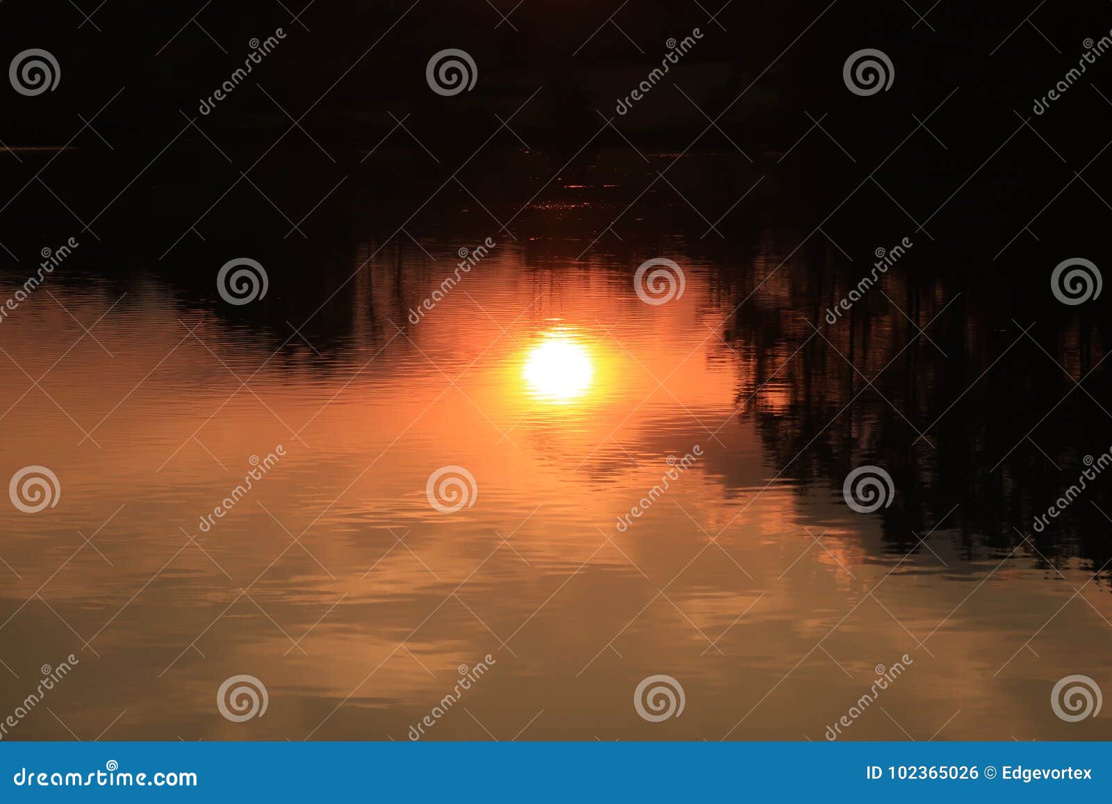 Firey Red Sunset Lake Reflection Stock Photo - Image of evening, sunset ...