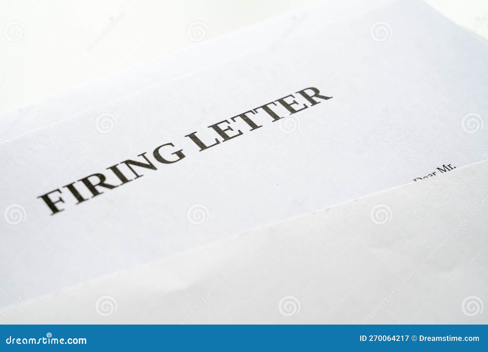 Firing Letter, in an Envelope. Stock Image - Image of work, measures ...